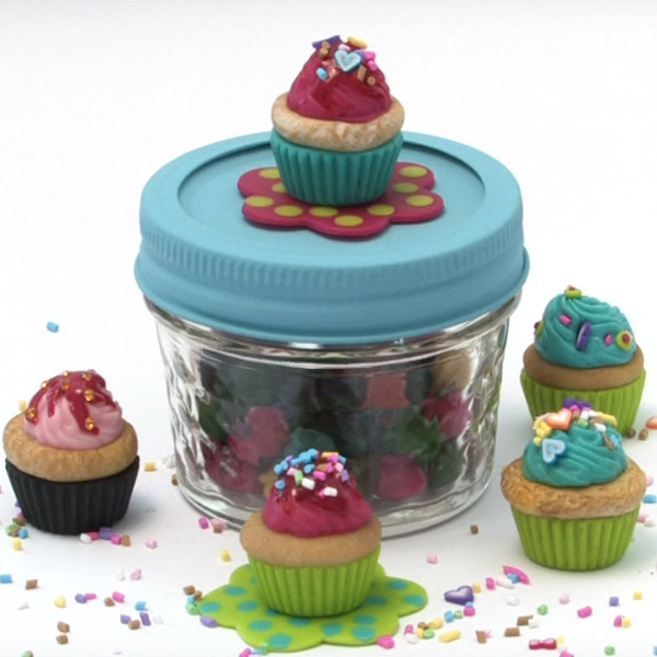 Fancy polymer cupcakes - simple model Fimo/Cernit