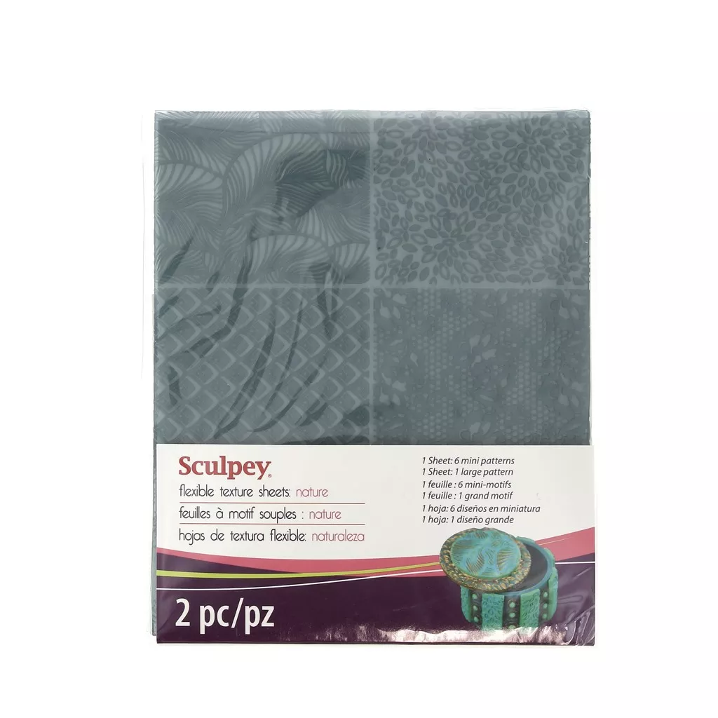 Flexible texture sheets 14x17 cm for polymer clay - Nature patterns x2 ...