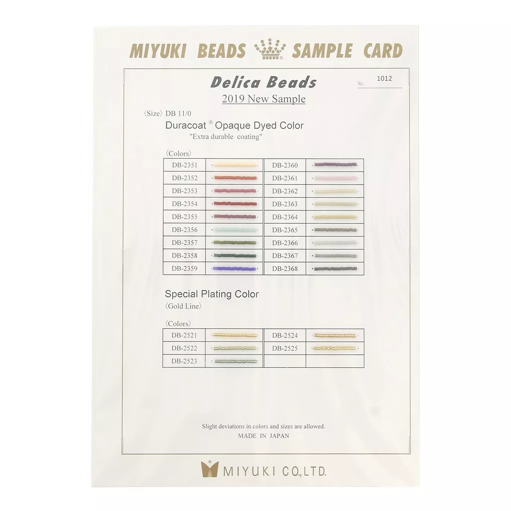 Color chart Miyuki Delica 11/0 - Sample Card (n°1012) - Duracoat Opaque ...