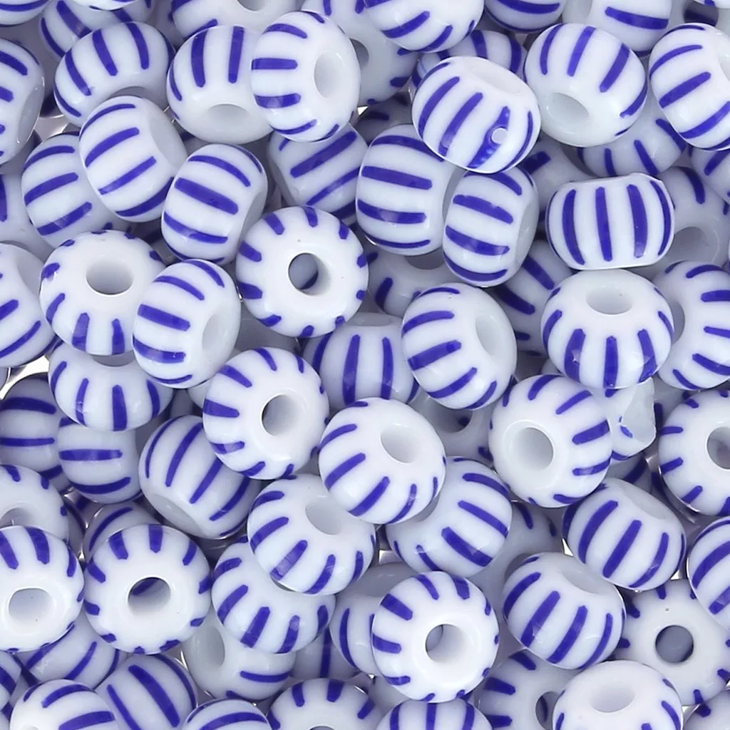 Preciosa Seed beads striped 6/0 4 mm - Blue - White x20g - Perles & Co