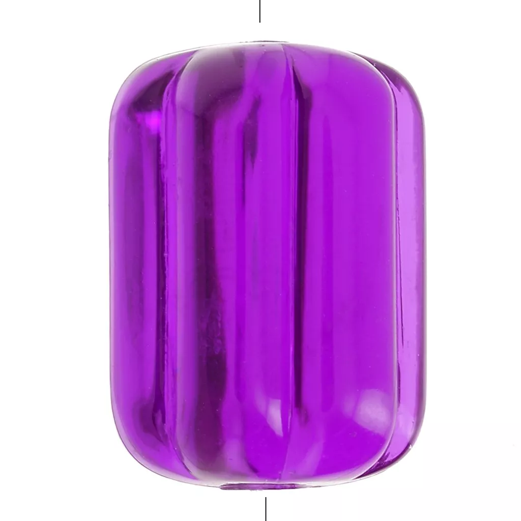Striated tube bead 25x18 mm in transparent resin - Violet x1 - Perles & Co