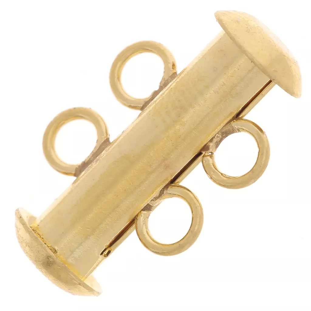 16.5mm 2-row sliding clasp with perpendicular rings - Gold Tone x1 ...