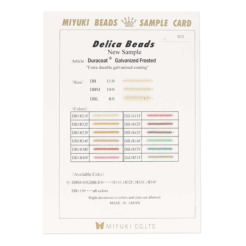 Color chart Miyuki Delica (DB, DBM, DBL) - Duracoat Galvanized Frosted ...