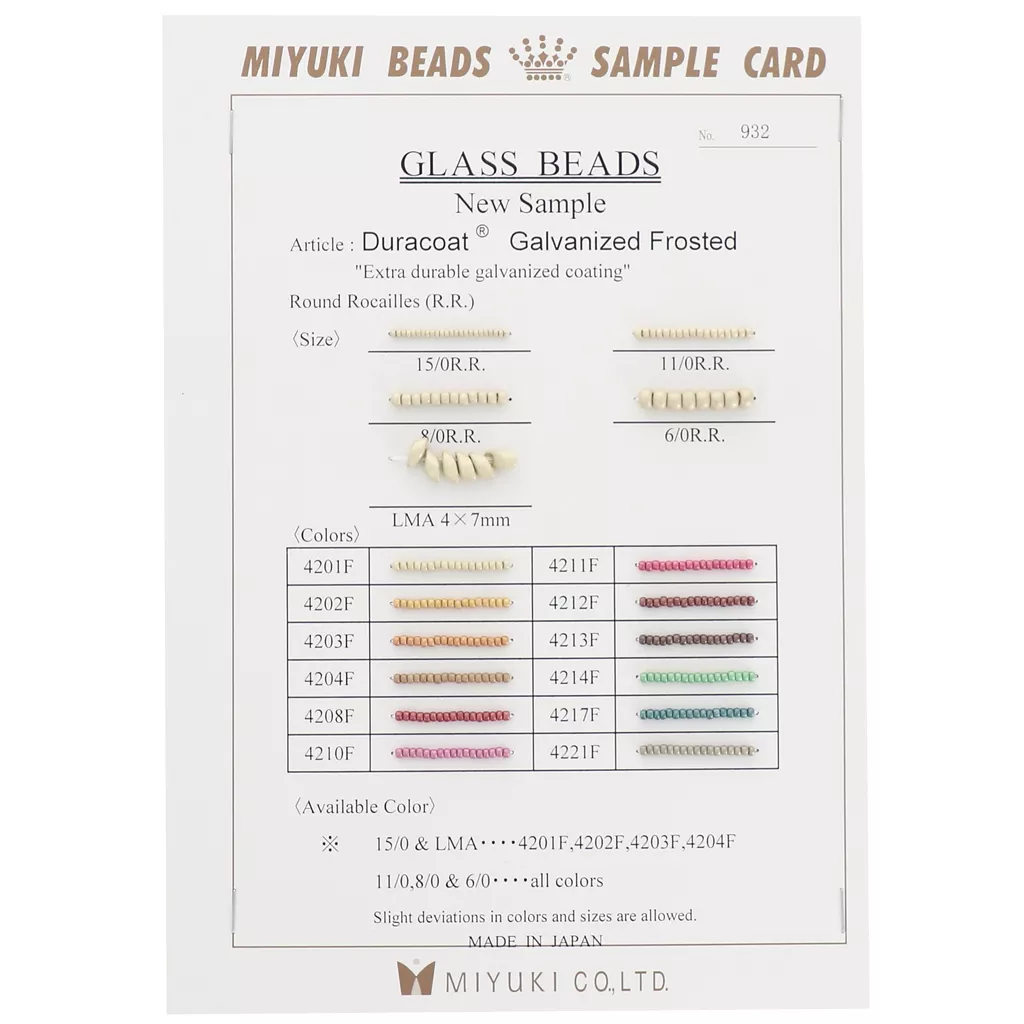 Miyuki Seed beads & Long Magatama Sample Card (n°932) Duracoat ...
