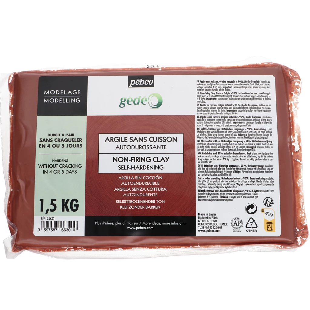 Gédéo Self-Hardening No-Fire Clay - Red x1.5kg - Perles & Co