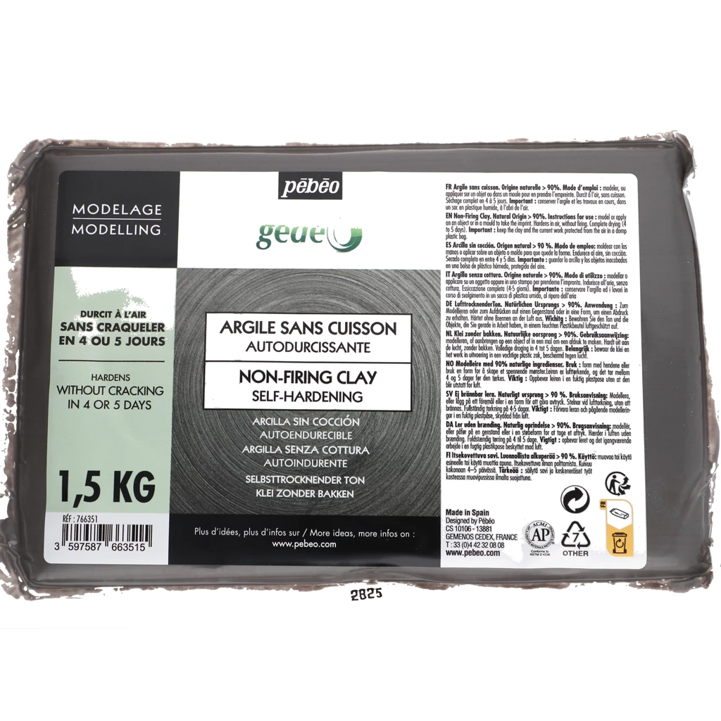 Gédéo Self-Hardening No-Fire Clay - Concrete Grey x1.5kg - Perles & Co
