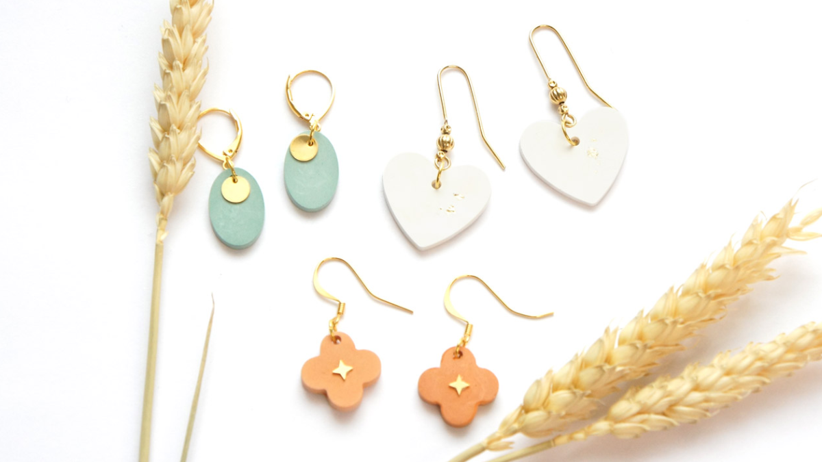 Tutorial earrings with Raysin Molding Powder imitation ceramic