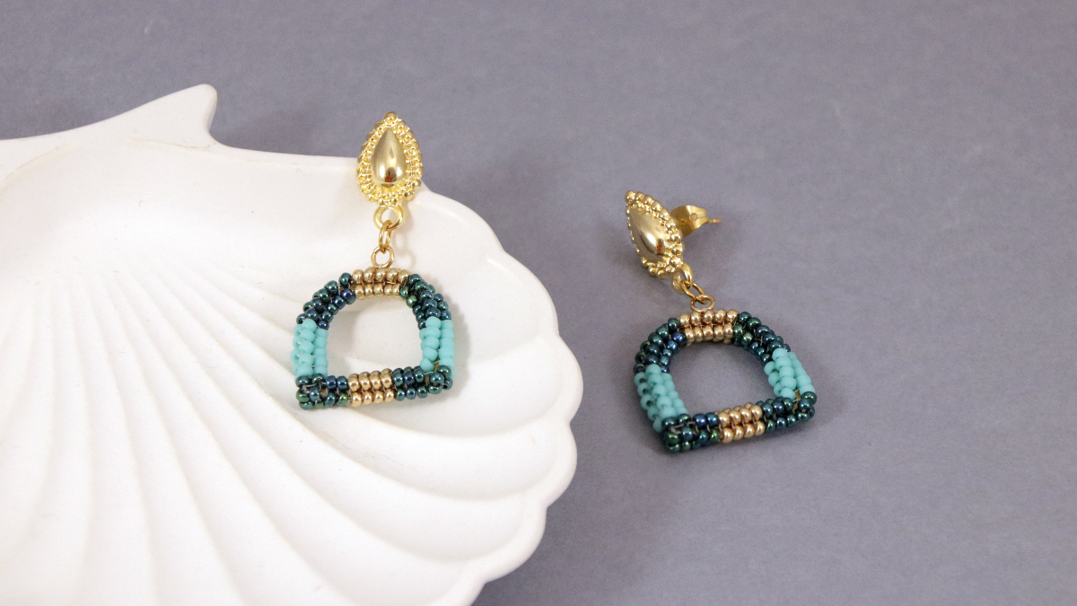Herringbone tubular earrings tutorial with Miyuki seed beads